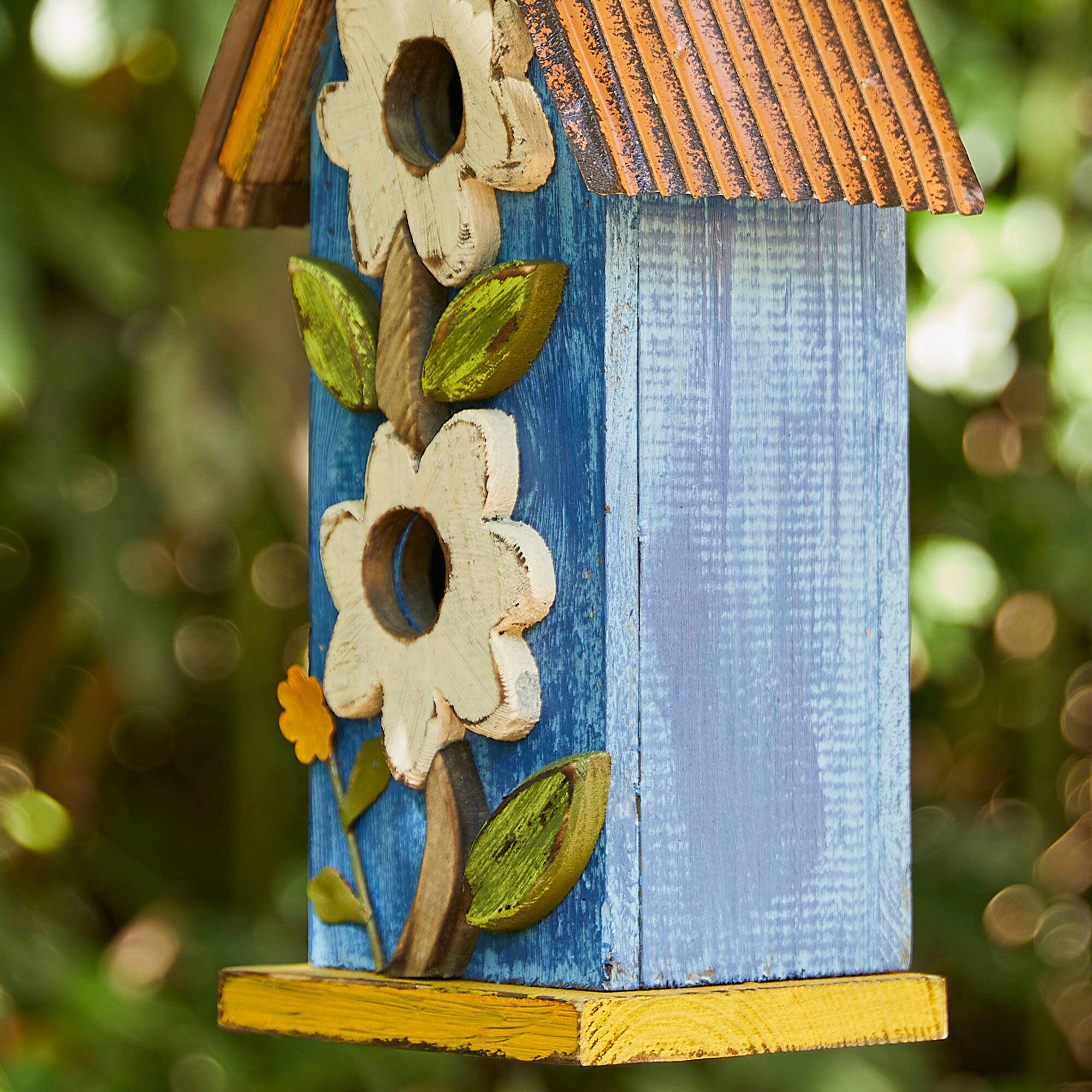 Glitzhome® 13.75" Distressed Flower Birdhouse | Michaels