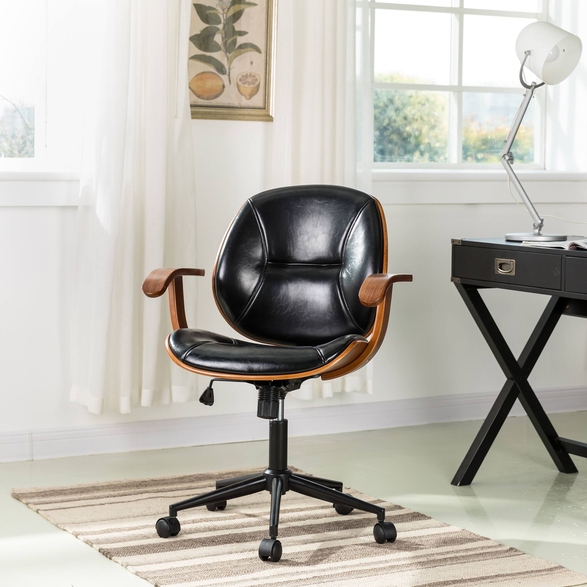 Glitzhome® 38" Leatherette Gaslift Adjustable Swivel Office Chair ...