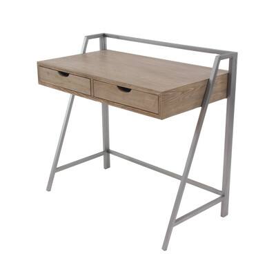 38" Natural Brown & Iron Modern Desk | Michaels