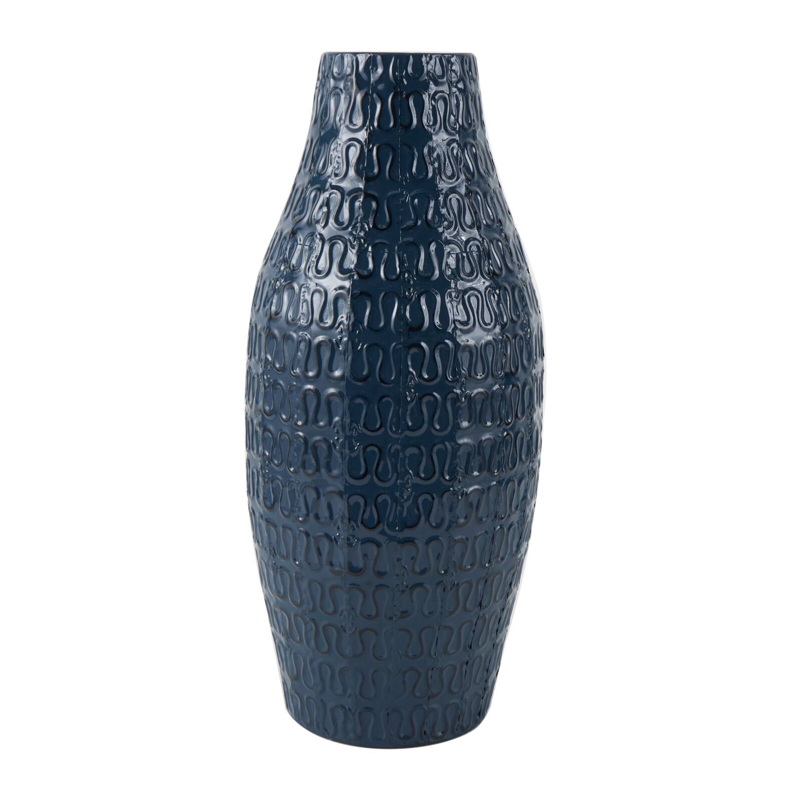 20" Dark Blue Metal Dimensional Textured Vase | Michaels