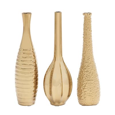 12" Gold Stoneware Glam Vase Set | Michaels