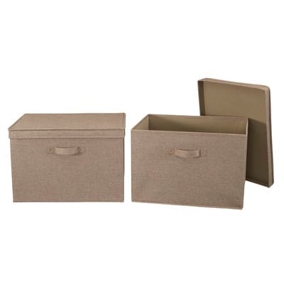 Household Essentials Canvas Storage Boxes with Lids, 2ct. | Michaels