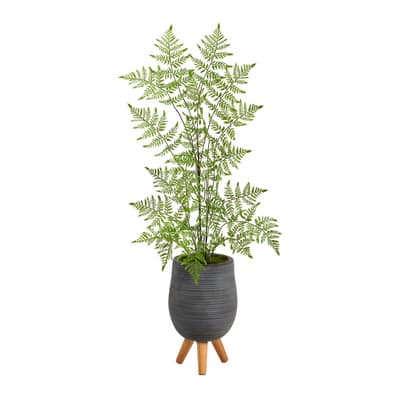 3ft. Ruffle Fern Tree in Gray Planter with Stand | Michaels
