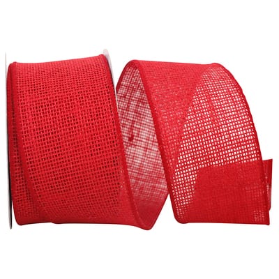 JAM Paper 2.5" x 10yd. Red Jute Wired Edge Burlap Ribbon | Michaels