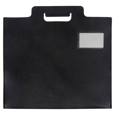 JAM Paper Black Plastic Thin Portfolio File Carry Case with Handles ...