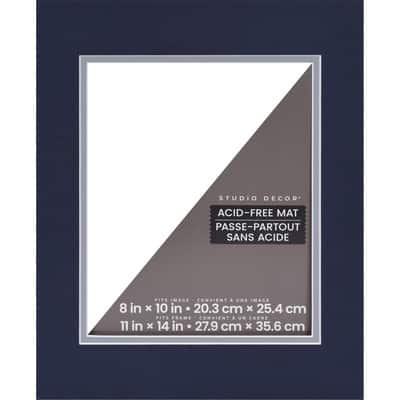 11" x 14" Dark Blue & Gray Double Mat, 8" x 10" Opening Size by Studio ...