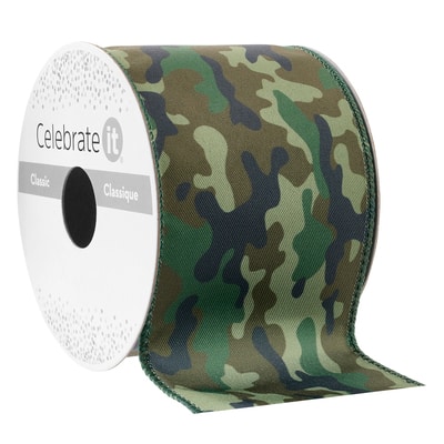 2.5" x 3yd. Wired Green Camo Ribbon by Celebrate It™ Classic | Michaels