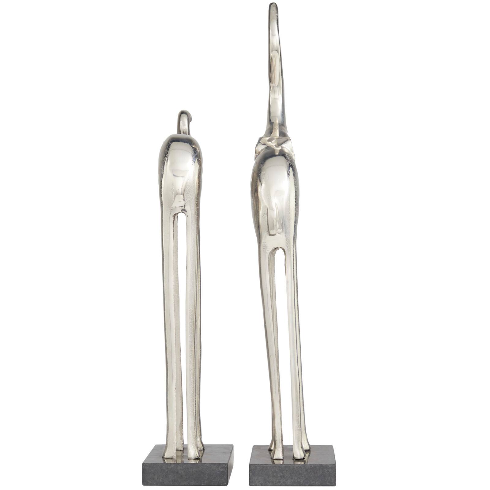 The Novogratz Silver Aluminum Tall Slim Elephant Sculpture with Black ...