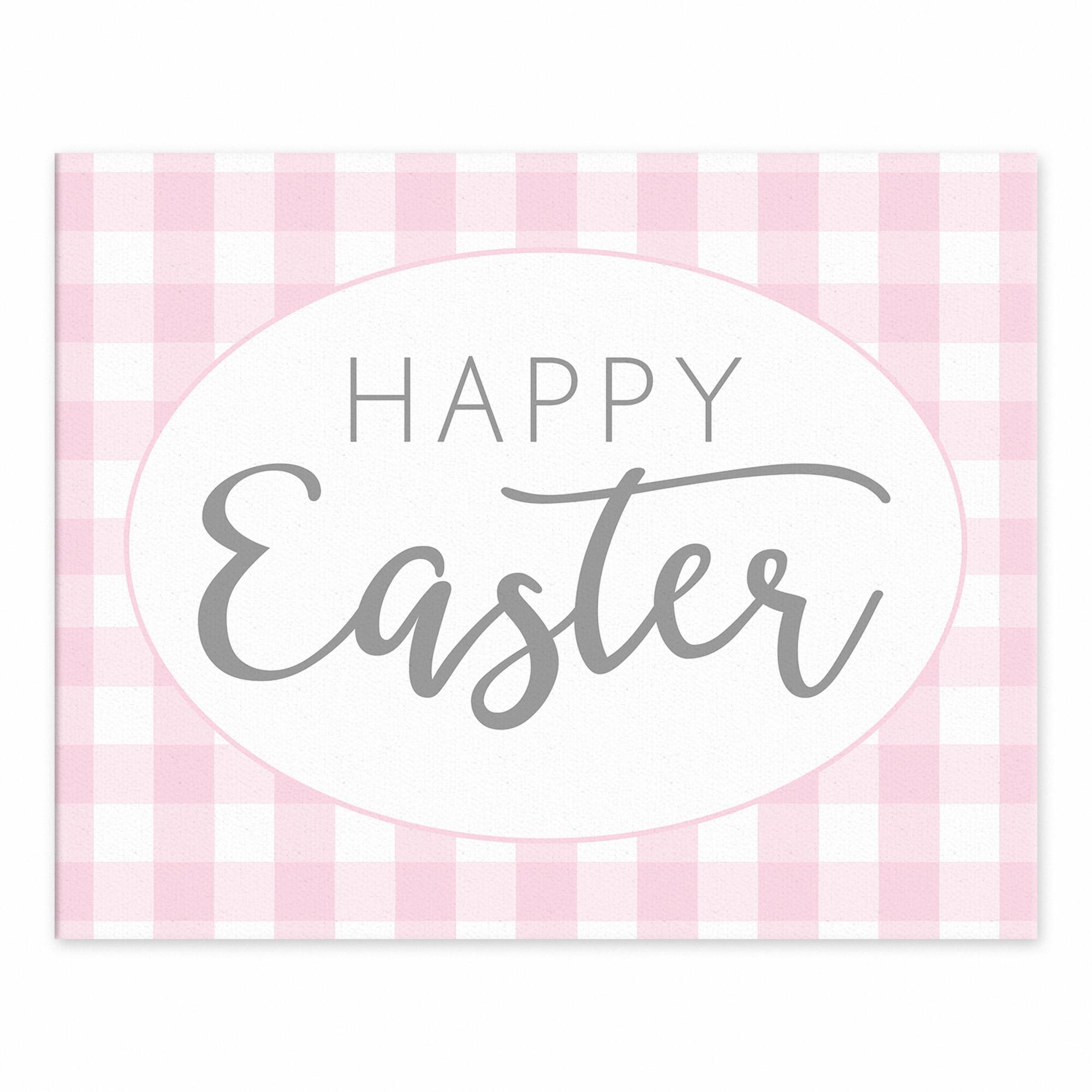 Pink Buffalo Check Happy Easter Tabletop Canvas | Michaels