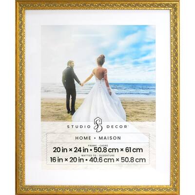 Home Gold Ornate Frame with Mat by Studio Décor®, Size: 20" x 24" / 16 ...