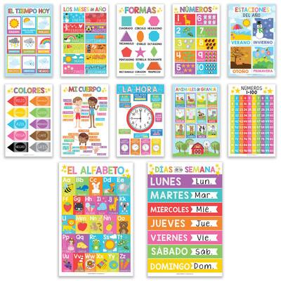 Hadley Designs 11" x 17" Colorful Spanish Preschool Educational ...