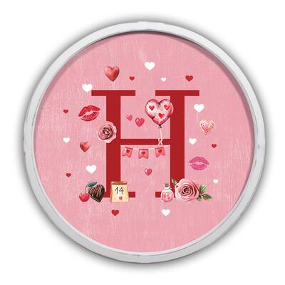 20" Valentine Things White Framed Round Monogram Print | Michaels