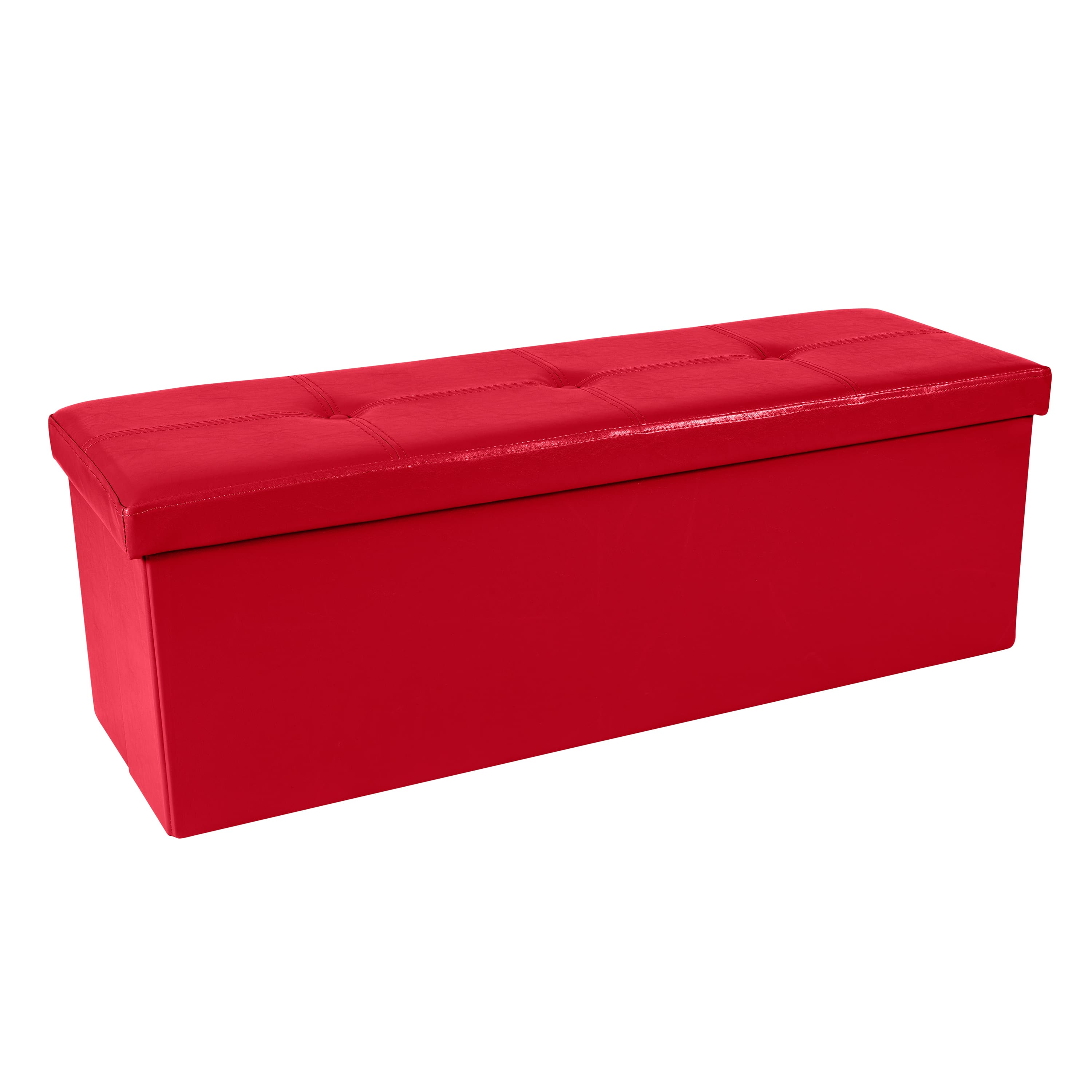 Simplify Faux Leather Triple Folding Storage Ottoman | Michaels