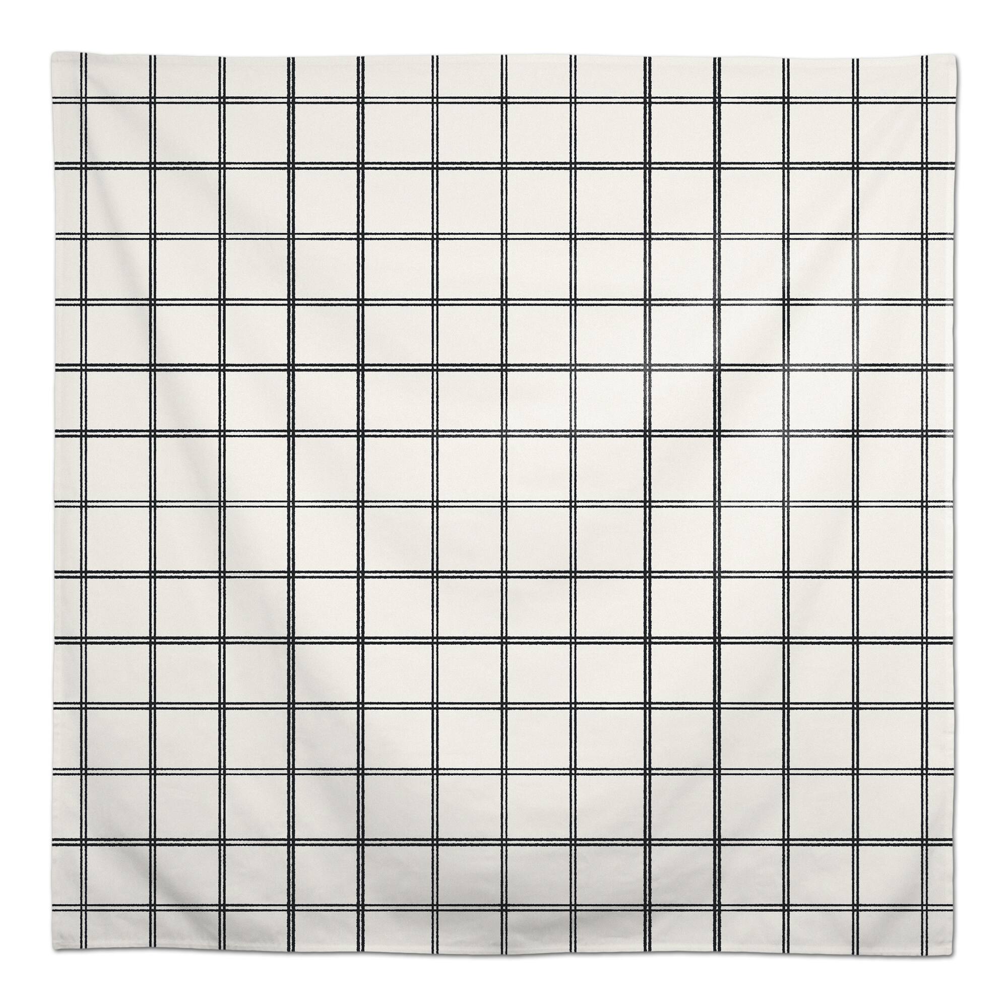 Gray On Cream Grid 58x58 Tablecloth | Michaels