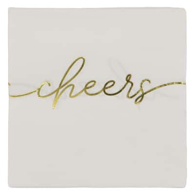 Gold & White Cheers Beverage Napkins, 20ct. by Celebrate It™ | Michaels
