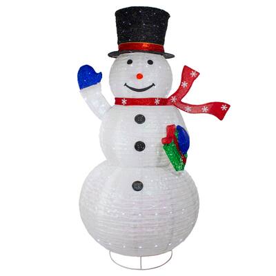 6ft. White Iridescent LED Twinkling Snowman Outdoor Christmas Décor ...