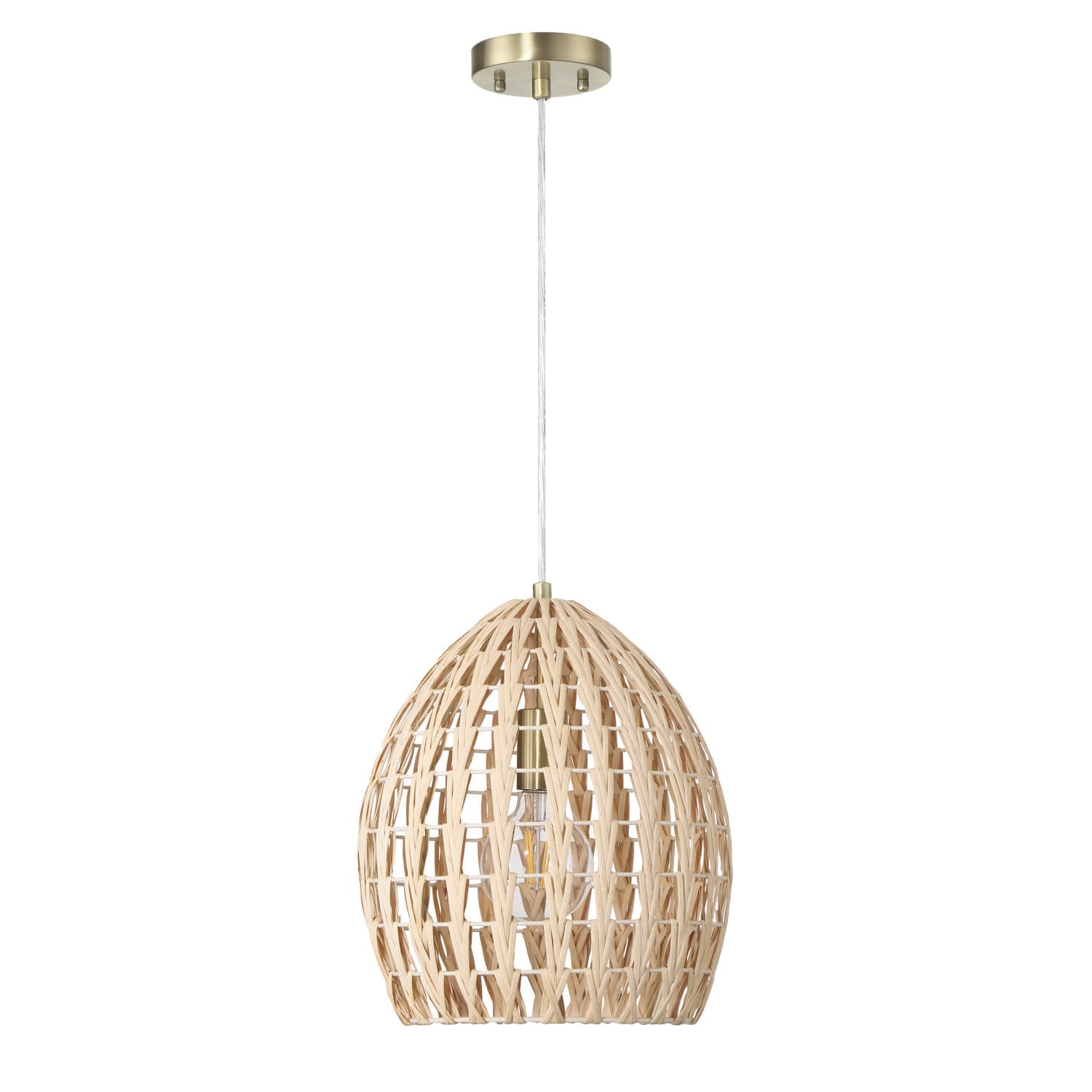 Hello Honey® Persephone Natural Metal & Handwoven Rattan Ceiling Light ...