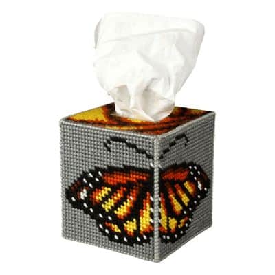 Orchidea Tissue Box Cover - Needlepoint (Halfstitch) Kit Butterfly ...