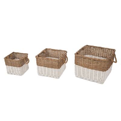 Glitzhome® Natural White Square Willow Baskets, 3ct. | Michaels