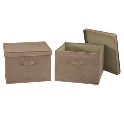 Household Essentials Canvas Storage Boxes with Lids, 2ct. | Michaels