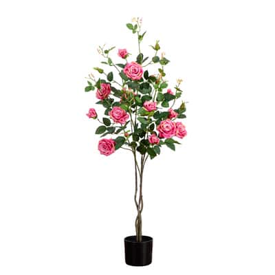 4ft. Pink Rose Tree in Black Pot | Michaels