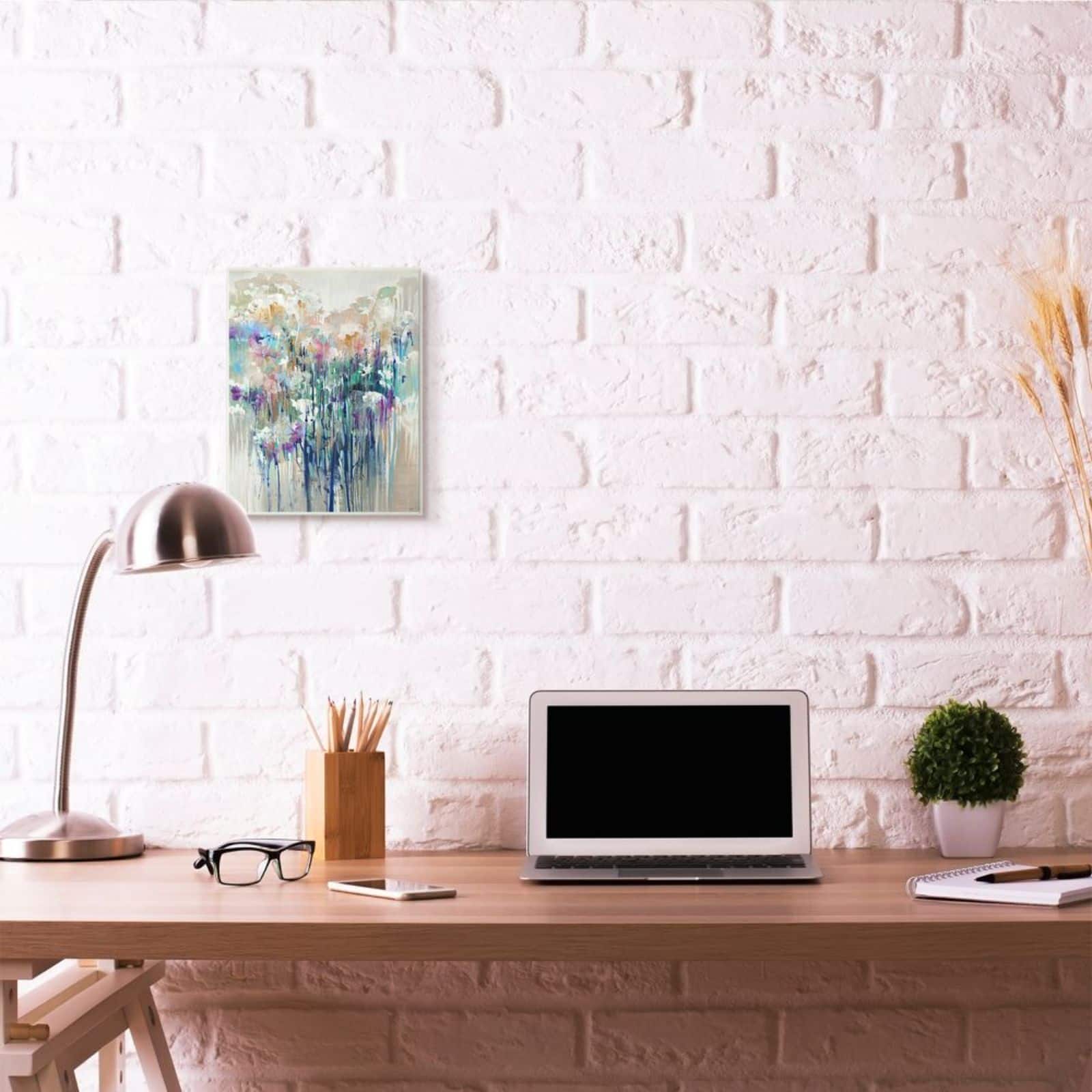 Stupell Industries Abstract Blue Purple Drip White Framed Wall Art ...