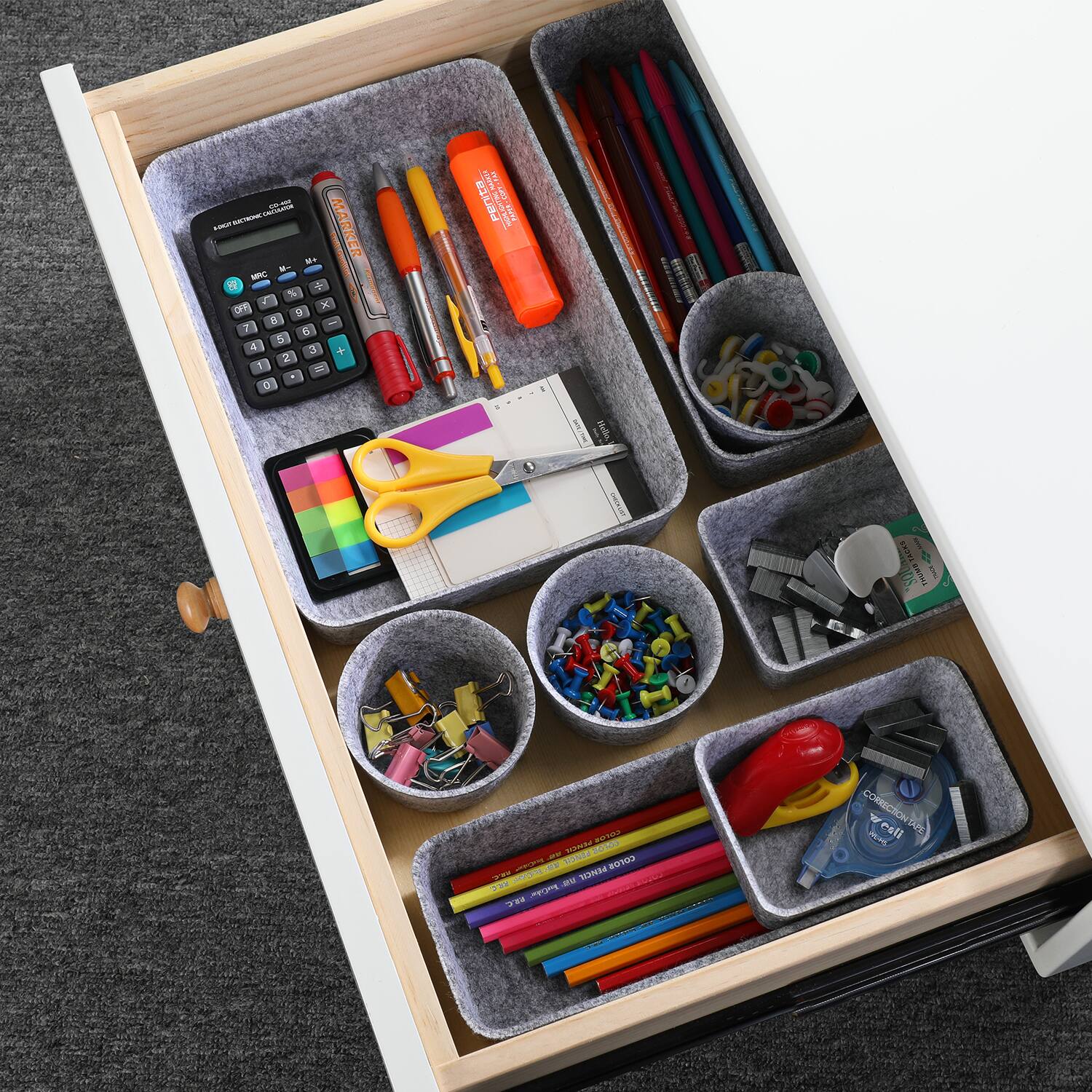 Welaxy 8 Piece Felt Round Cups & Trays Drawer Organizer Set | Michaels