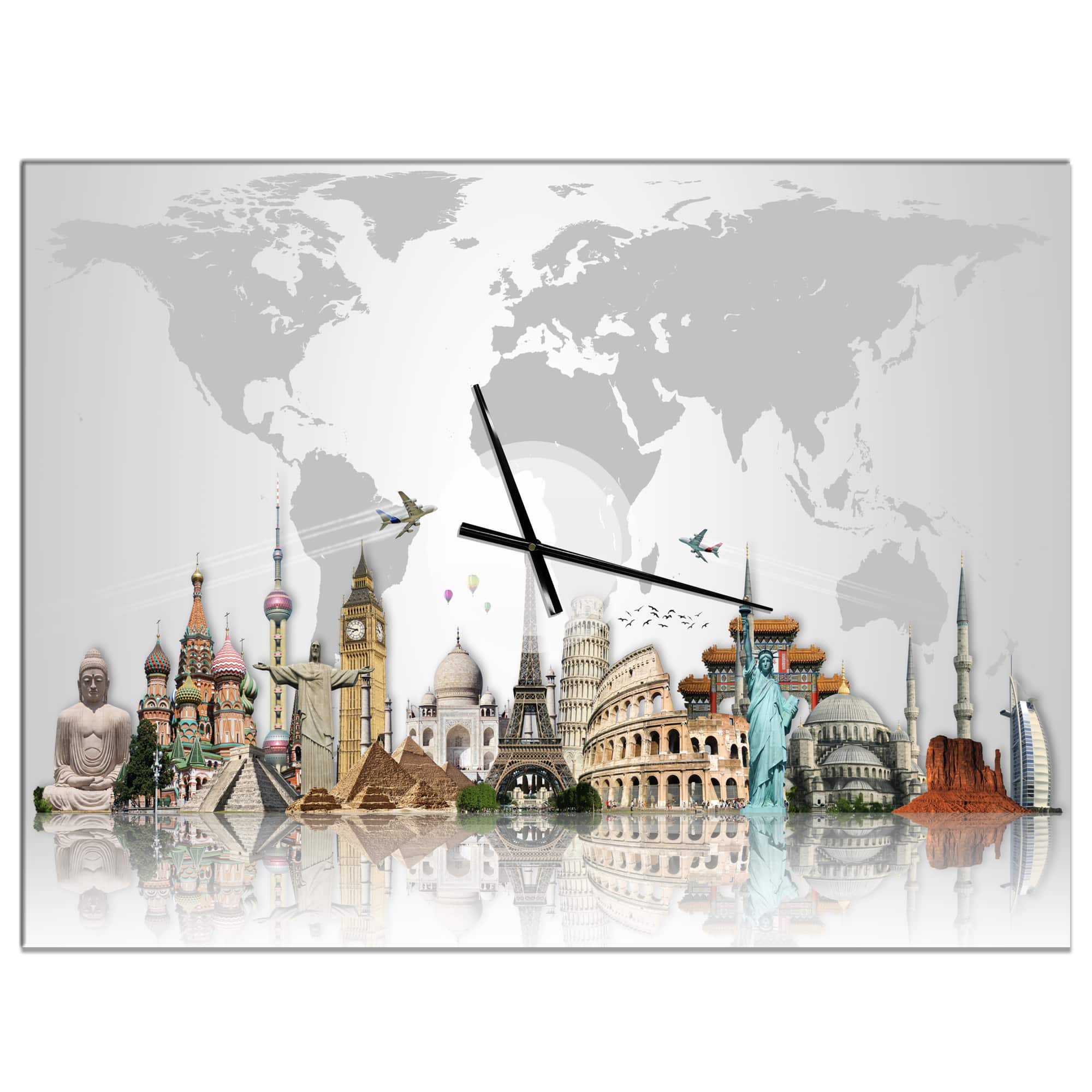 Designart Famous Monuments Across World Rectangular Wall Clock | Michaels