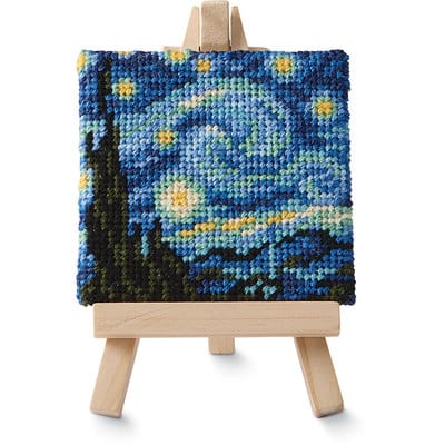 3" x 3" Starry Night Needlepoint Kit with Easel by Loops & Threads ...
