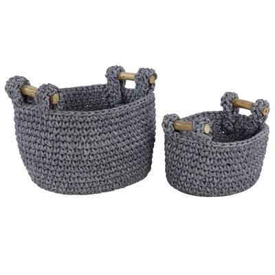 Gray Polyester Eclectic Storage Basket Set | Michaels