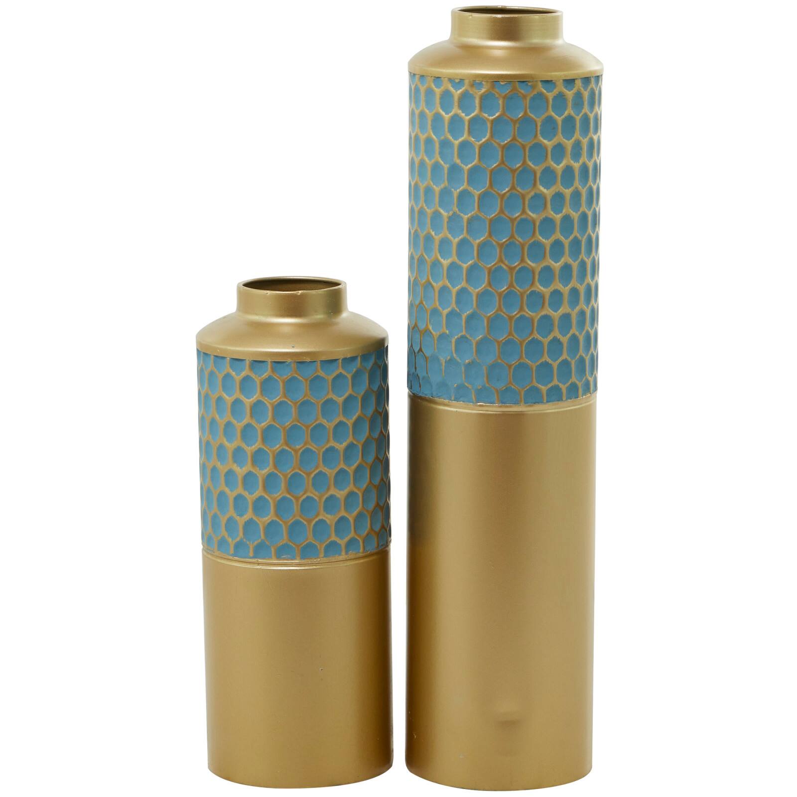 Light Blue Metal Glam Vase, Set of 2 | Michaels