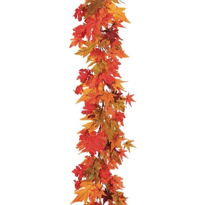 6ft. Orange Fall Maple Leaf Garland | Michaels