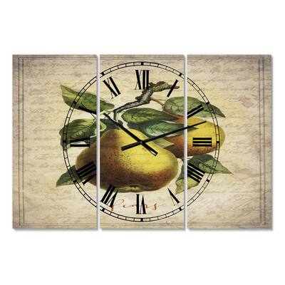 Designart Pear Old Style Sketch Large Cottage 3 Panel Wall Clock | Michaels