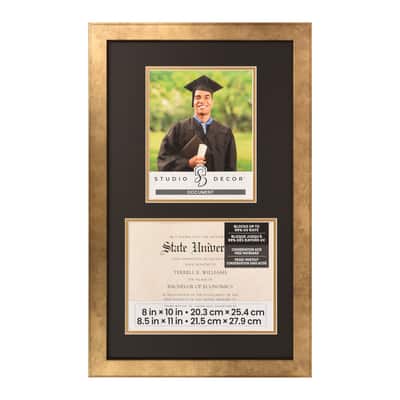 2 Opening 8.5" x 11" Gold Document Frame with Double Mat by Studio ...