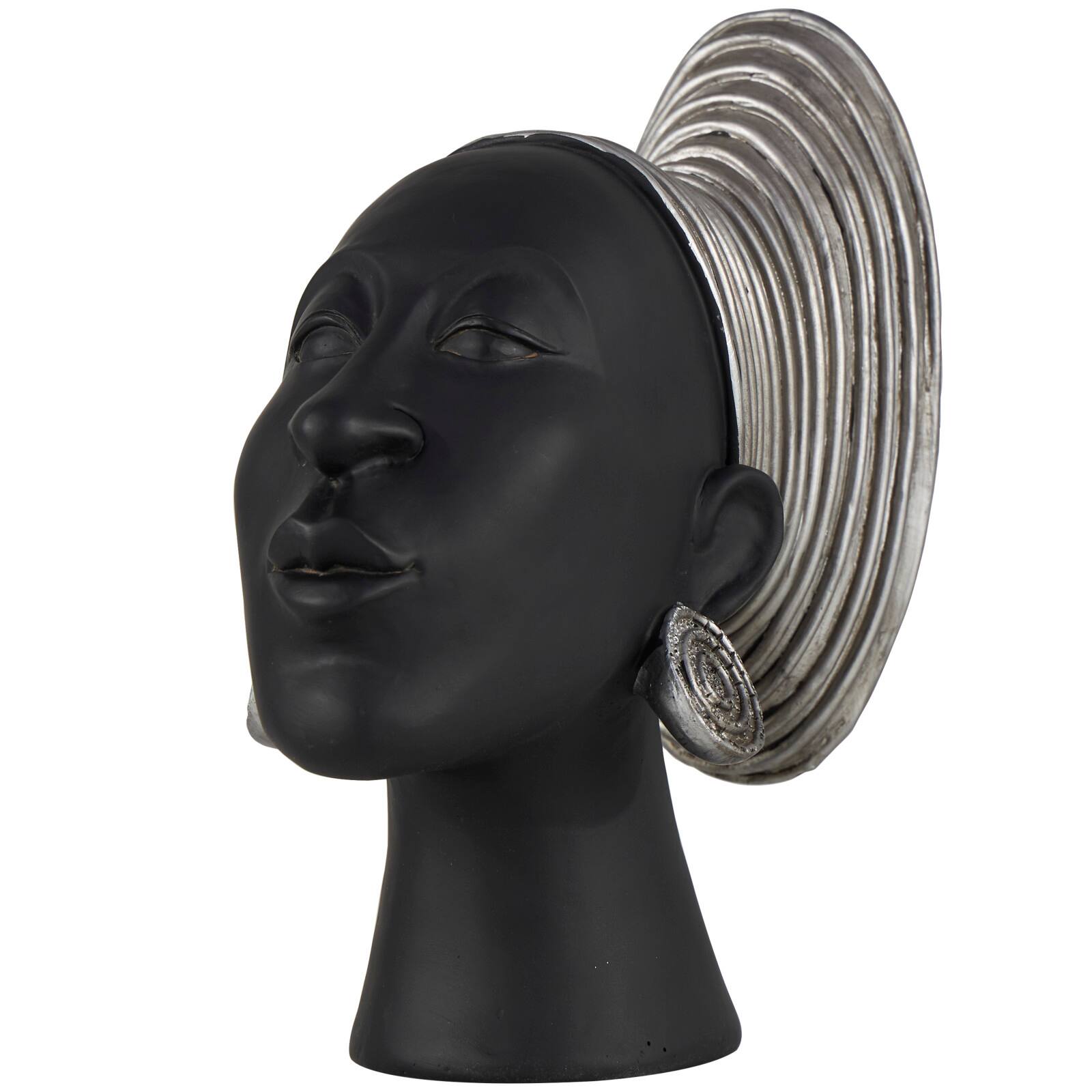 9" Black & Silver Finish Africa Inspired Woman Face Sculpture | Michaels