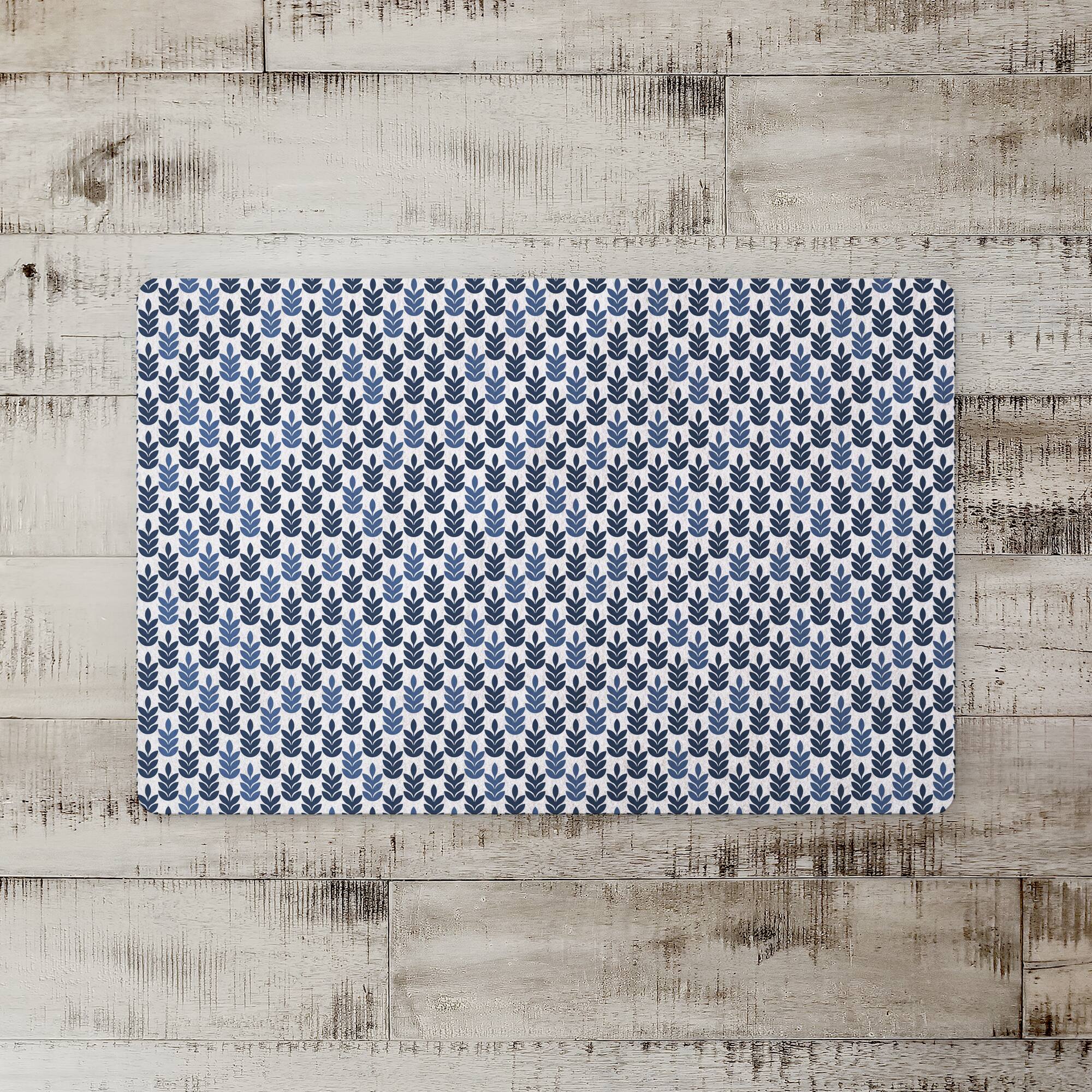 Navy and Blue Leaf Pattern Floor Mat | Michaels