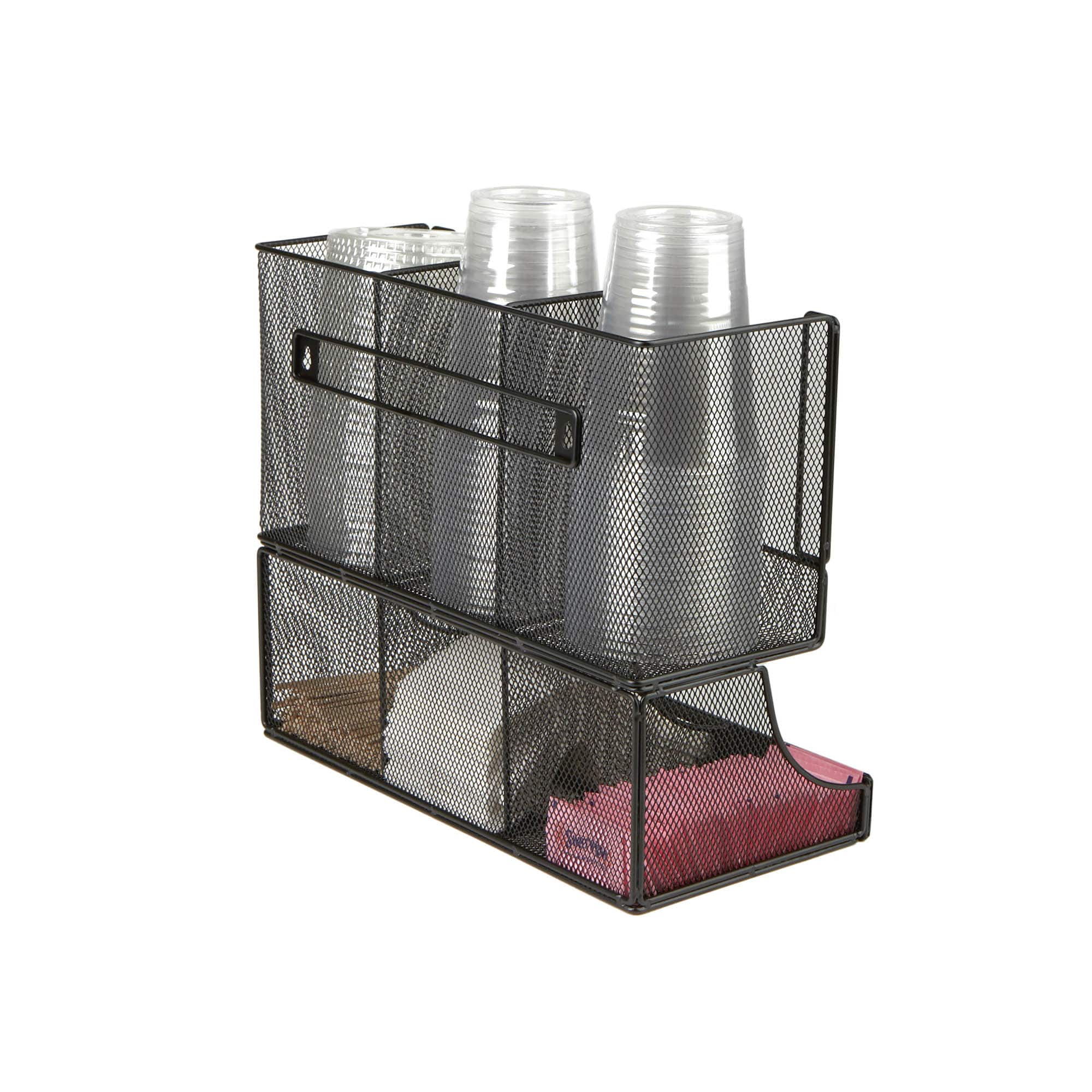 Mind Reader Black Metal Mesh 6 Compartment Upright Breakroom Coffee ...