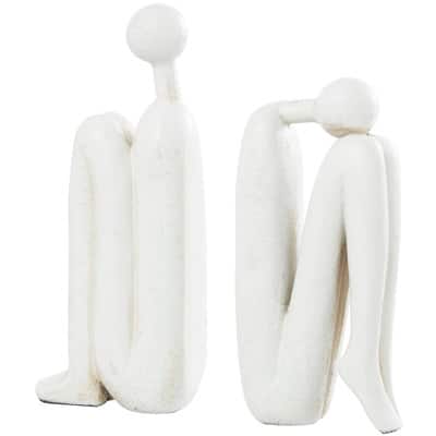 The Novogratz 9" White Polystone People Bookends Set | Michaels