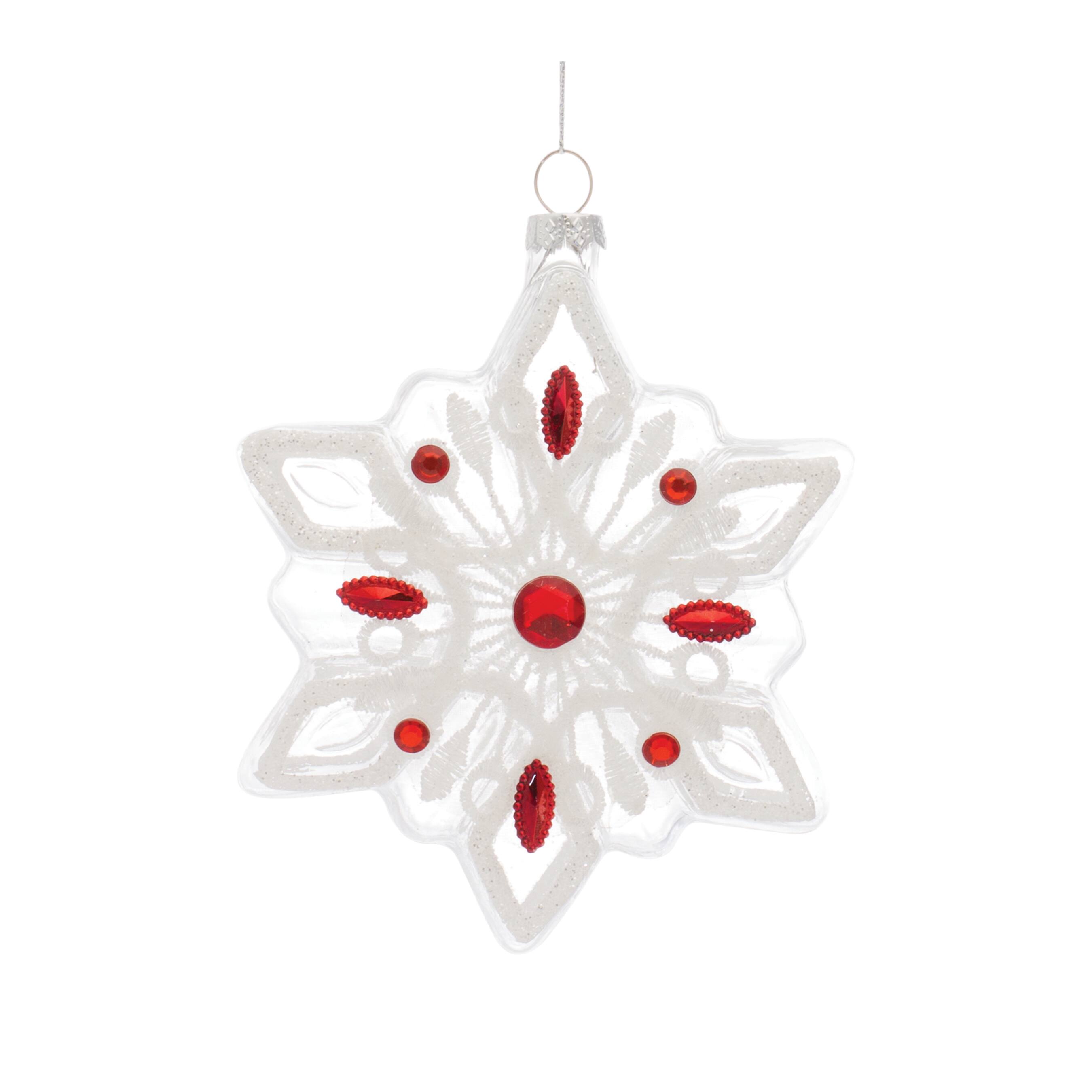 12ct. Red & White Glass Snowflake Ornament Set | Glass Ornaments | Michaels