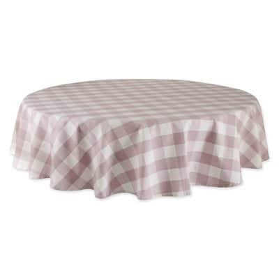 DII® 70" Buffalo Check Round Tablecloth, Color: Dusty Lilac and White ...