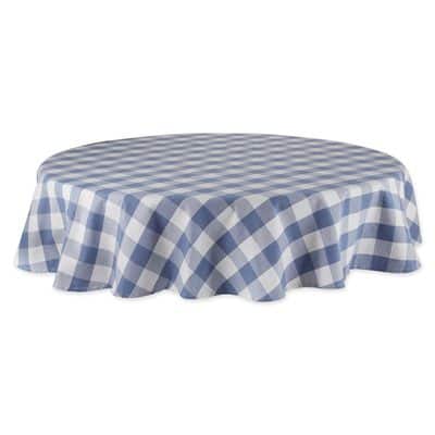 DII® 70" Buffalo Check Round Tablecloth, Color: Stonewash Blue and ...