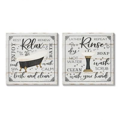 Stupell Industries Chic Bathroom Bath and Sink Cleanliness Phrases ...