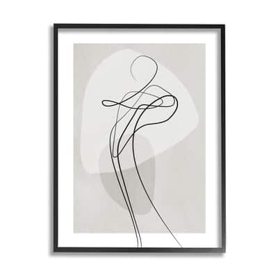 Stupell Industries Fluid Human Form Abstract Wall Art in Black Frame ...