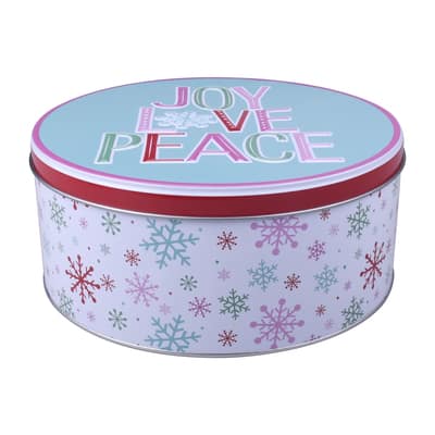 Boîte à biscuit ronde « Joy Love Peace » de 19 cm de Celebrate It ...