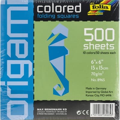 Folia® 6" Solid Assorted Origami Paper, 500 Sheets | Michaels