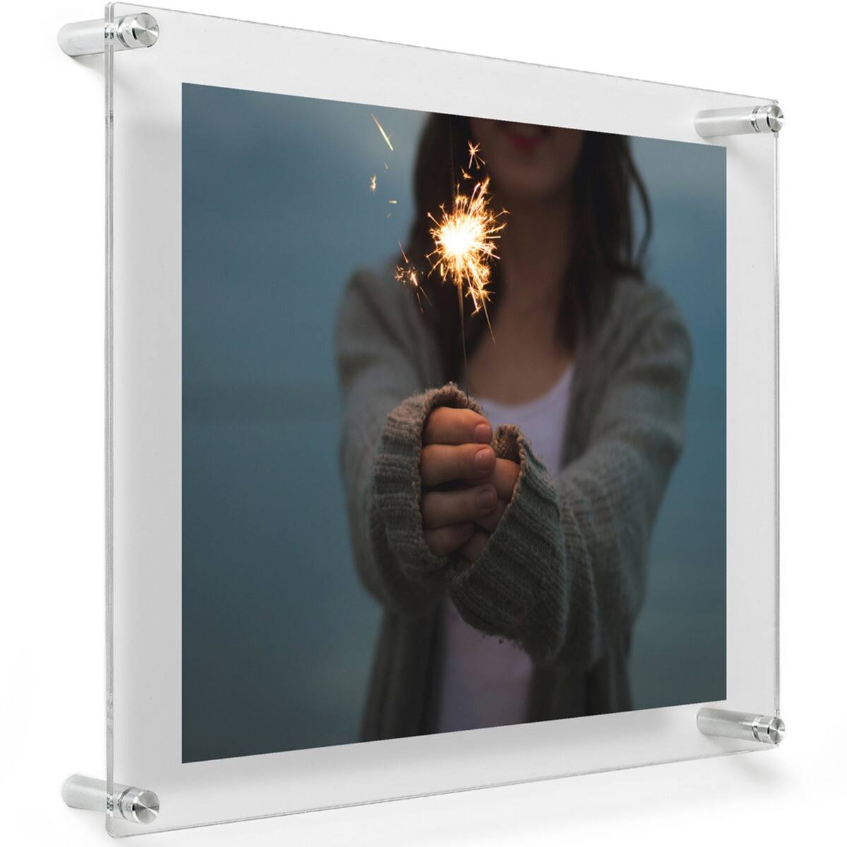 Wexel Art Double Panel Clear Acrylic Floating Wall Frame with Silver ...