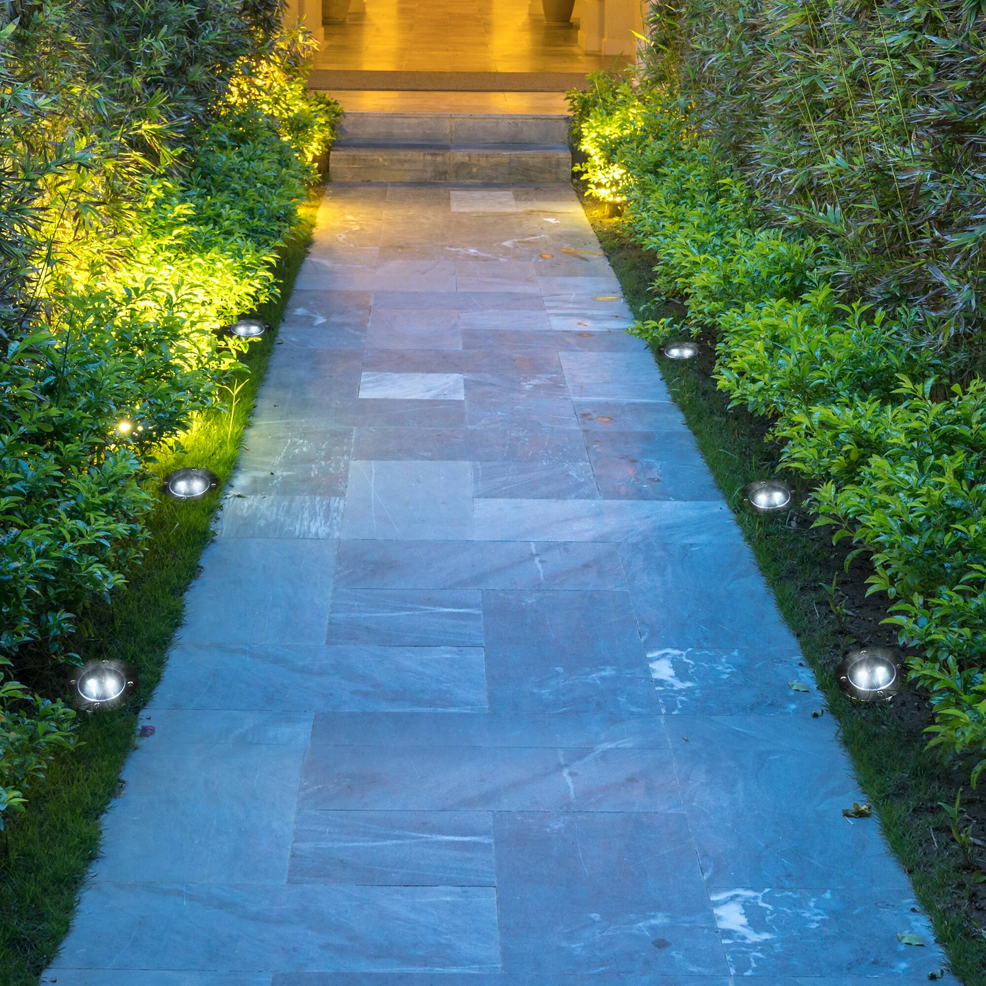 Glitzhome® 5.25" Solar Powered LED Pathway Ground Lights Set | Michaels
