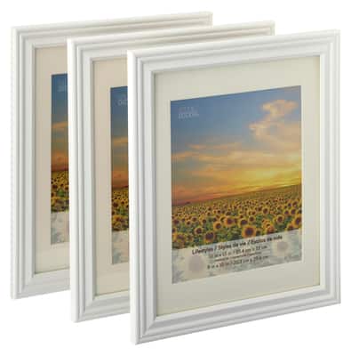 3 Pack Lifestyles 8" x 10" White Frames With Mat by Studio Décor ...