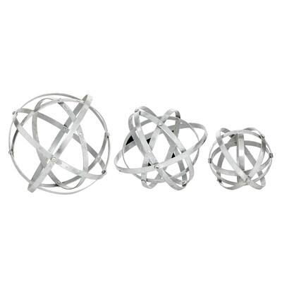 Silver Metal Modern Orbs Balls Sculpture Set | Michaels