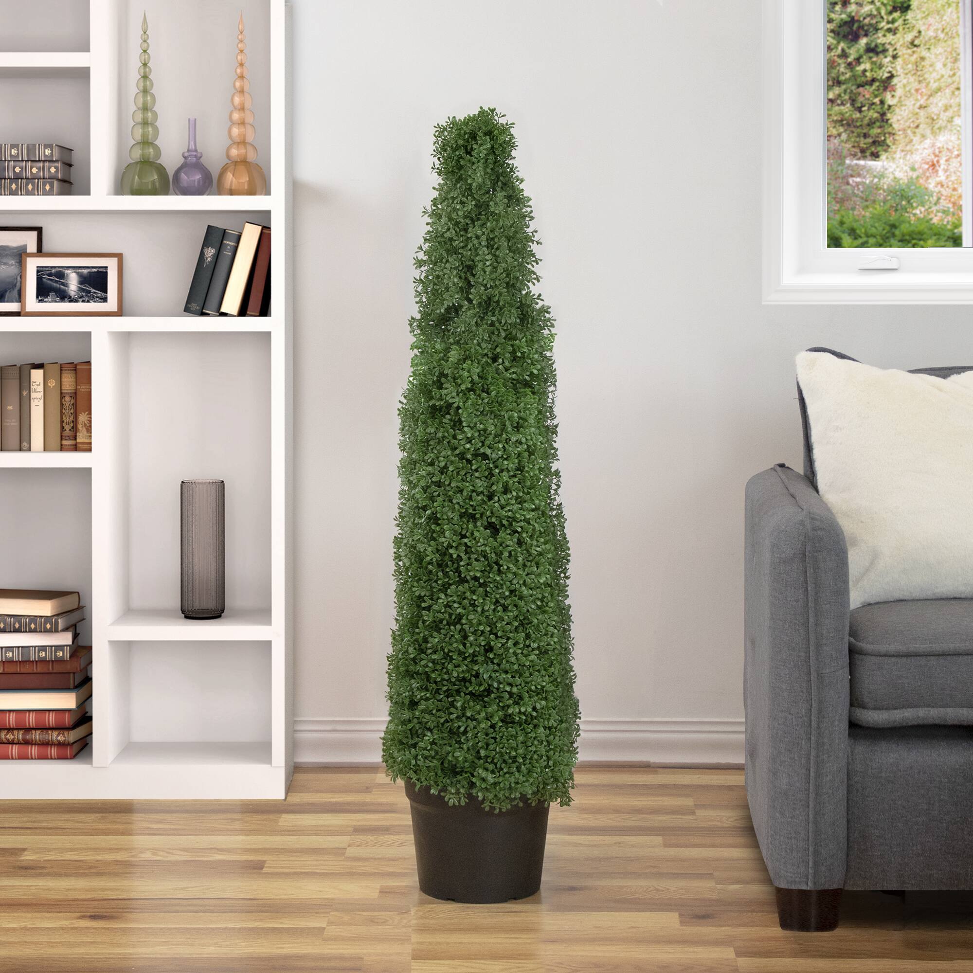 4ft. Unlit Artificial Boxwood Cone Topiary Tree with Pot | Michaels